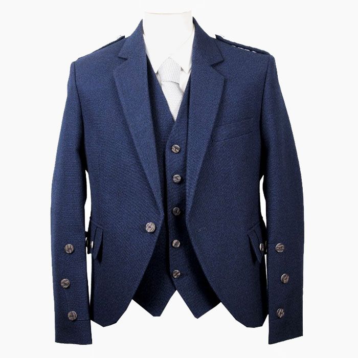 Braemar Blue Wool Tweed Argyle Jacket And Vest | Argyle Jacket